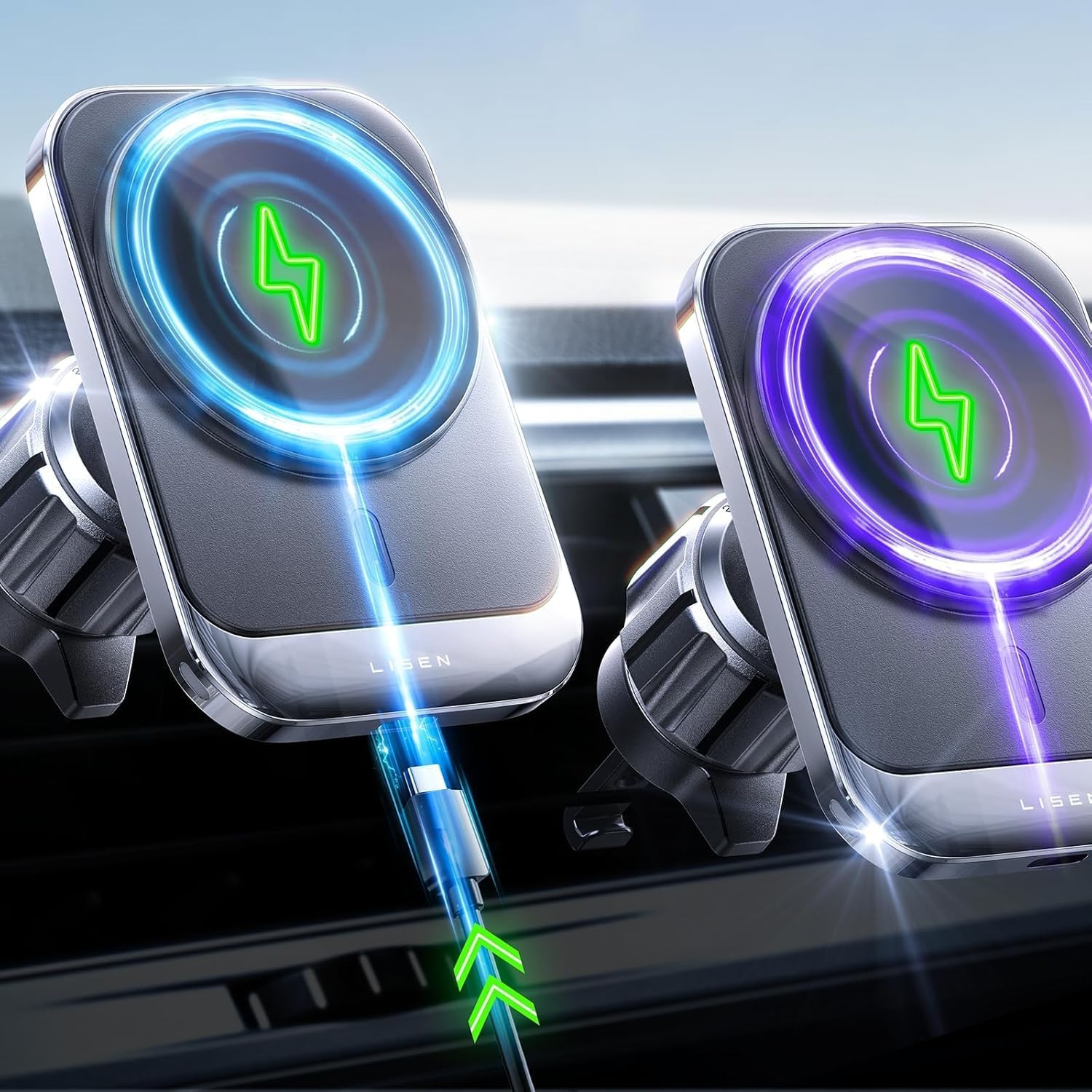 LISEN for MagSafe Car Mount Charger [15W Fast Charging], for Magsafe ...