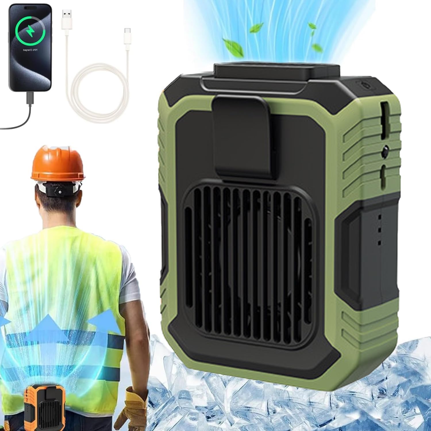 Blue Collar Breeze - Portable Waist Fan, 4000mAh Wearable Blue Collar ...