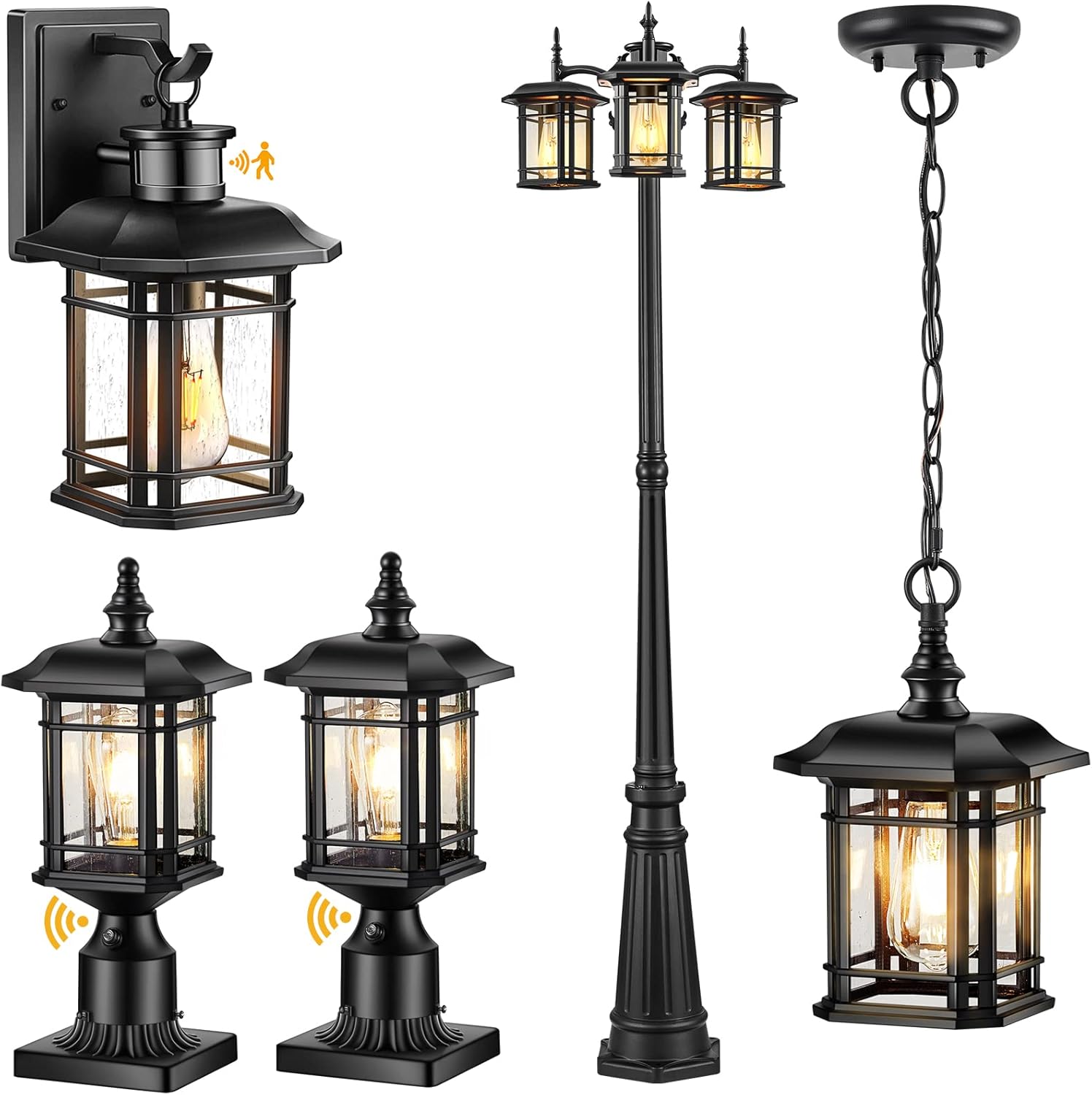 VIANIS Outdoor Light Fixture With Motion Sensor,Aluminum Farmhouse ...