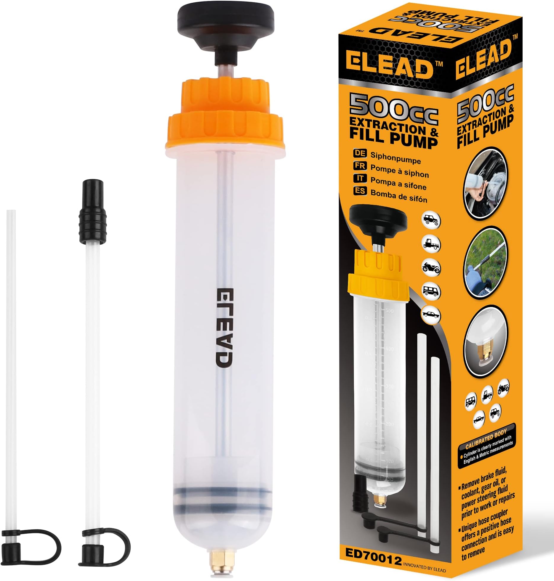 ELEAD 500cc Oil Extractor Pump, Oil Transfer Pump, Fluid Extractor ...