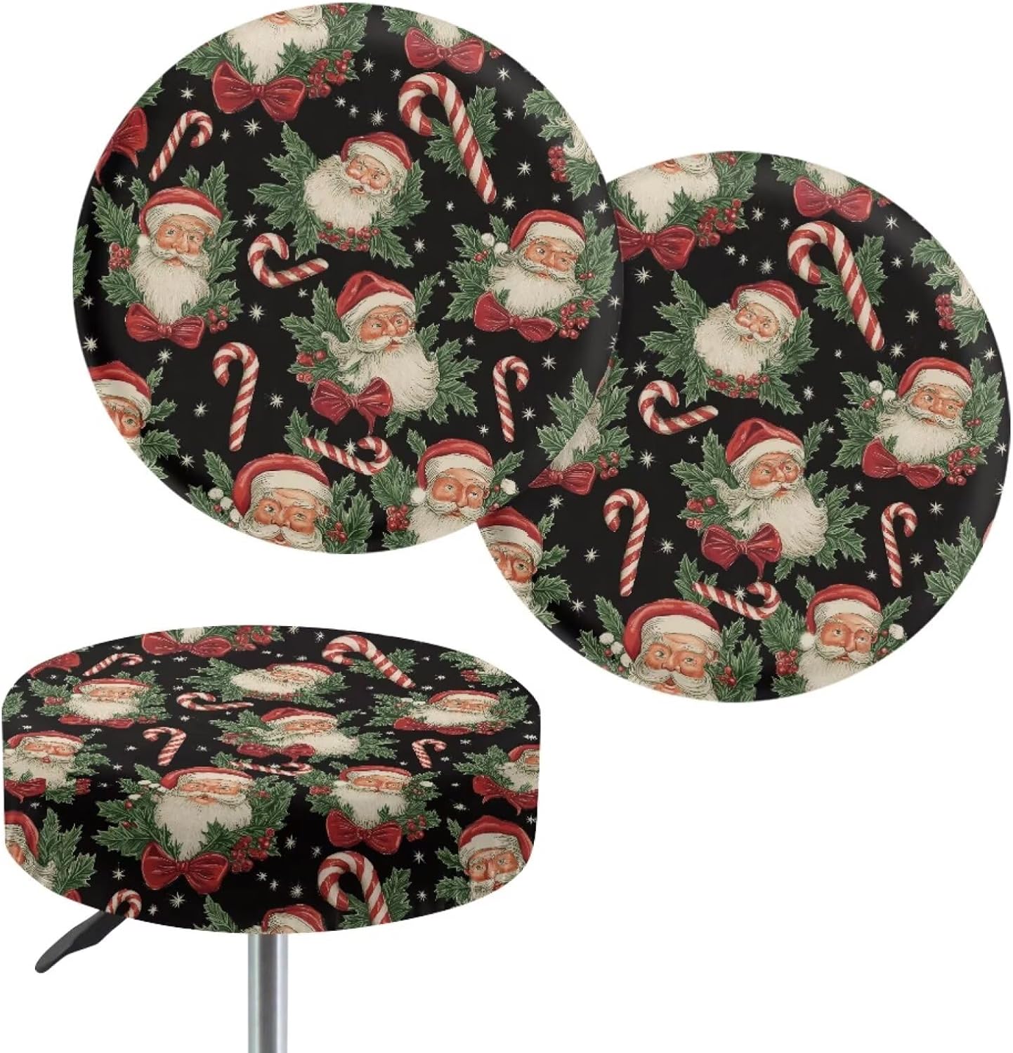 Amazon.com: Jeiento 2 Piece Xmas Santa Claus Bar Stool Covers Round Set ...