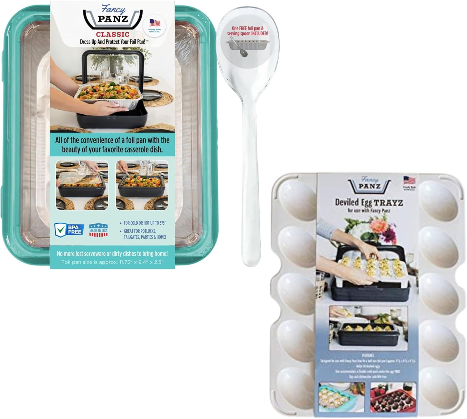 Amazon.com: Fancy Panz Bundle - Aqua Classic Aluminum Foil Pan Carrier ...
