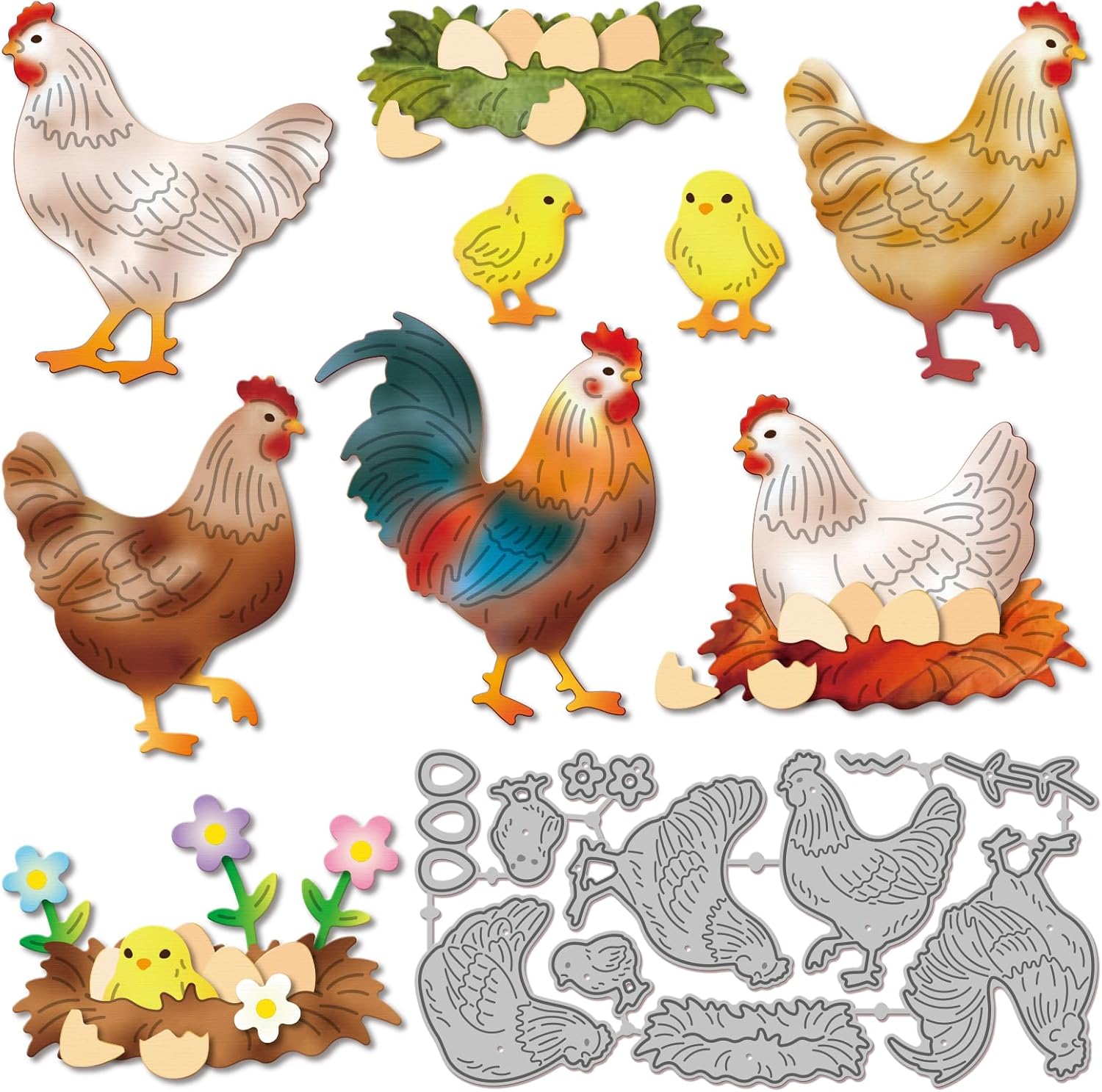 Amazon.com : GLOBLELAND Hen Incubating Egg Cutting Dies Chicken Rooster ...