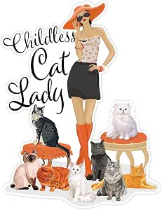 Amazon.com: Childless Cat Lady Sticker - 3.5" Woman & Cats Vinyl Decal ...
