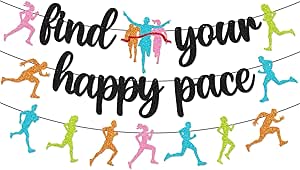 Amazon.com: Find Your Happy Pace Banner Marathon Party Decorations ...