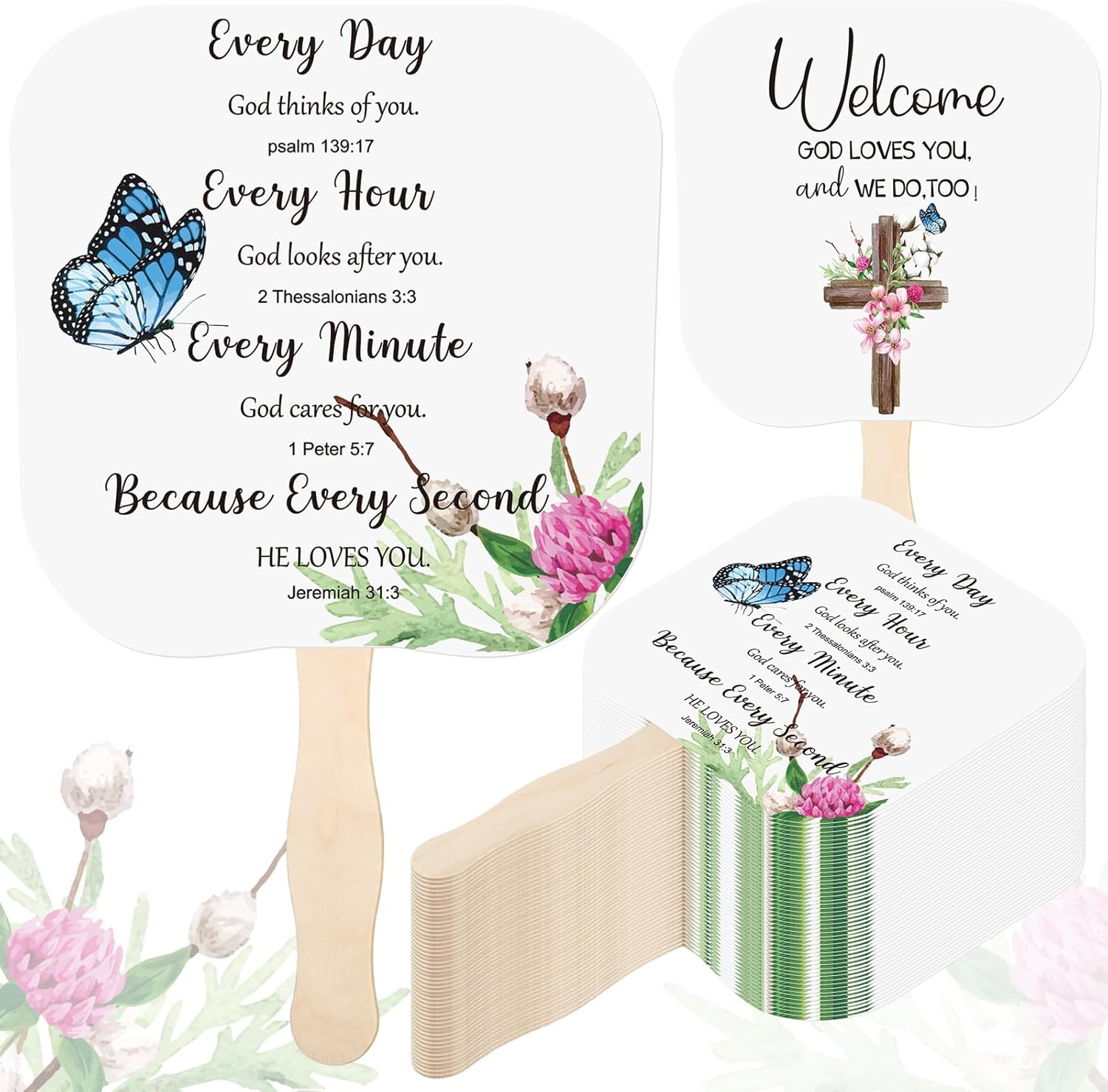 Amazon.com: Tradder 50 Pcs Christian Church Thick Paper Fans Religious ...