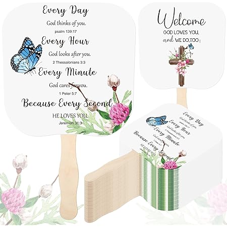 Amazon.com: Sherr 100 Pcs Christian Church Fans Bulk The Lord's Prayer ...