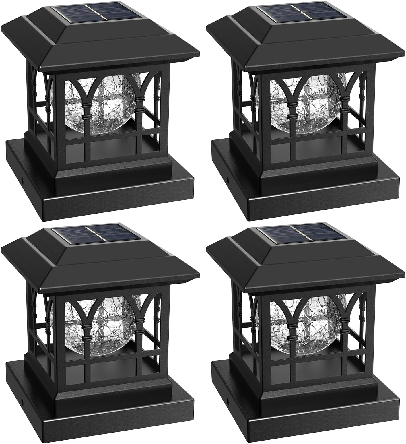 Kipeini Solar Post Cap Lights Outdoor 2Pack [LED Bulb, 2 Brightness ...