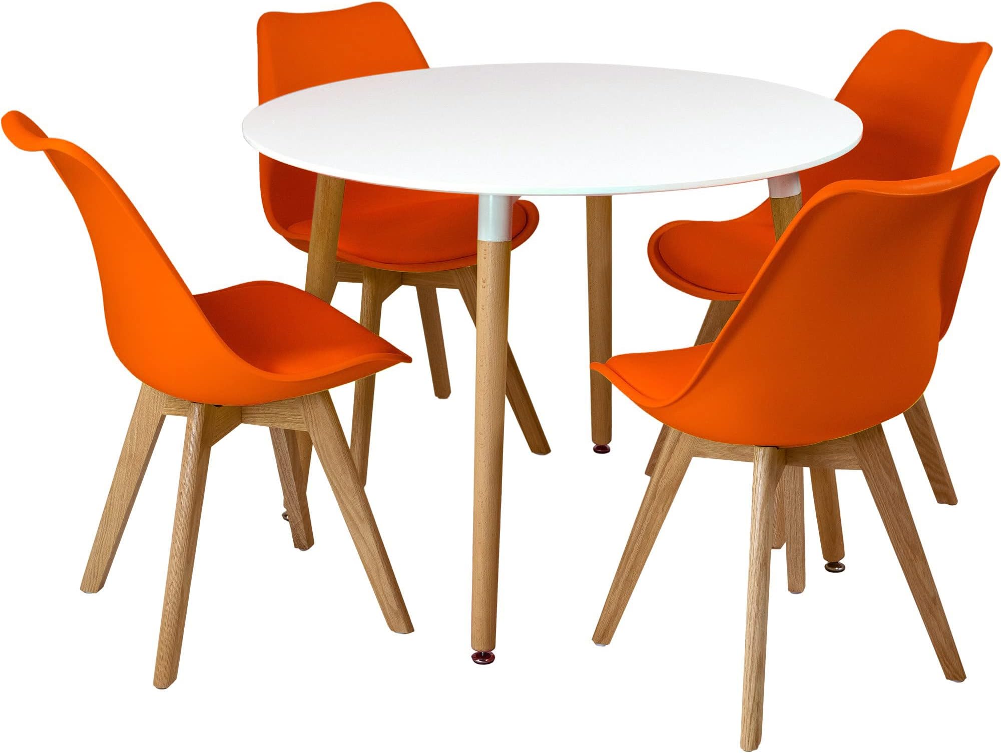 Charles Jacobs White Circular Dinner Table Set with 4 Dining Chairs ...