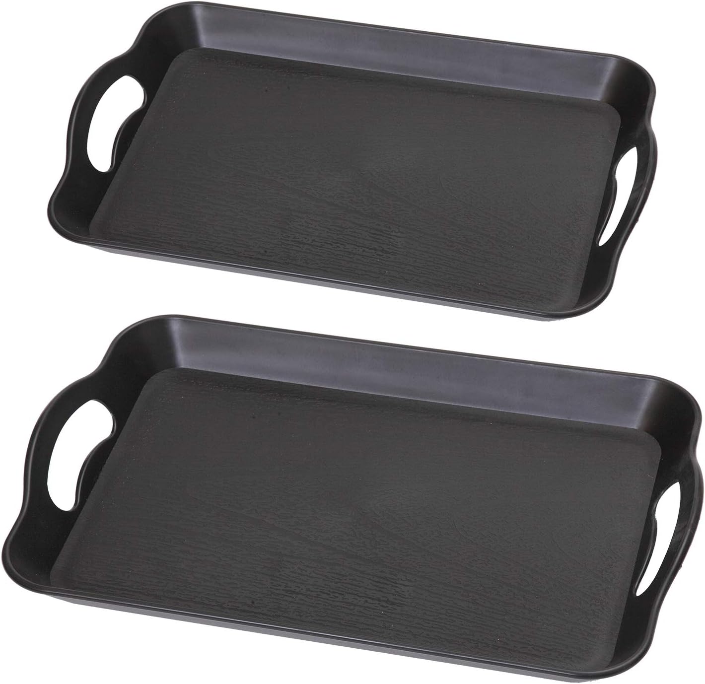 Amazon.com | Black Large and Small Plastic Serving Trays with Handles ...