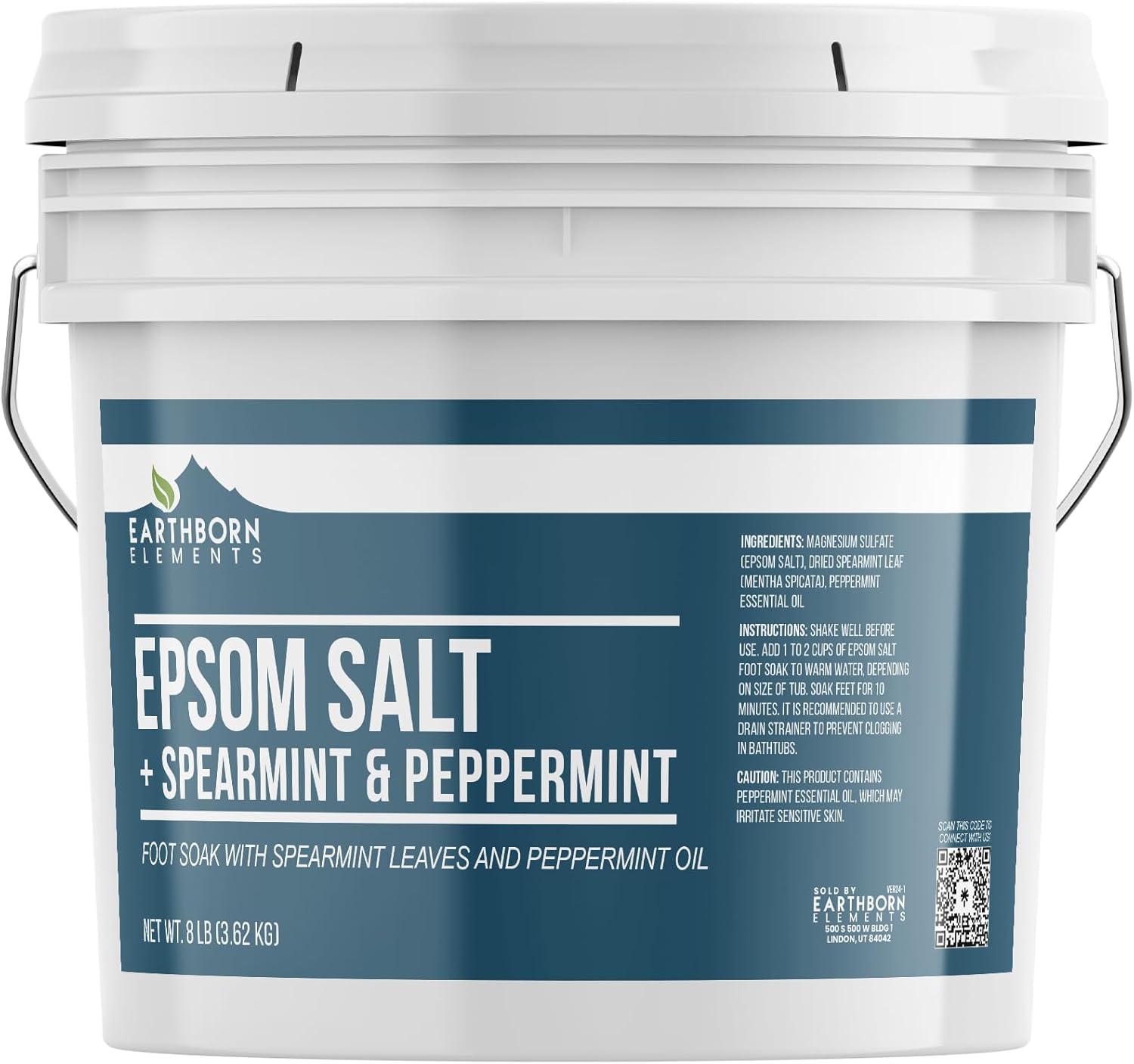 Amazon.com : Earthborn Elements Spearmint & Peppermint Epsom Salt Foot Soak, 1 Gallon Bucket ...