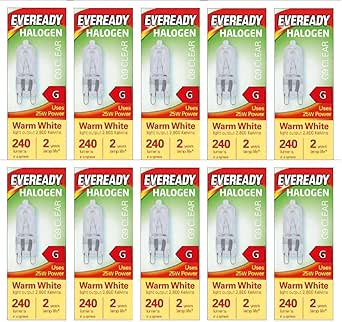10 x G9 Halogen Light Bulbs 25w EVEREADY Clear, Warm White : Amazon.co ...