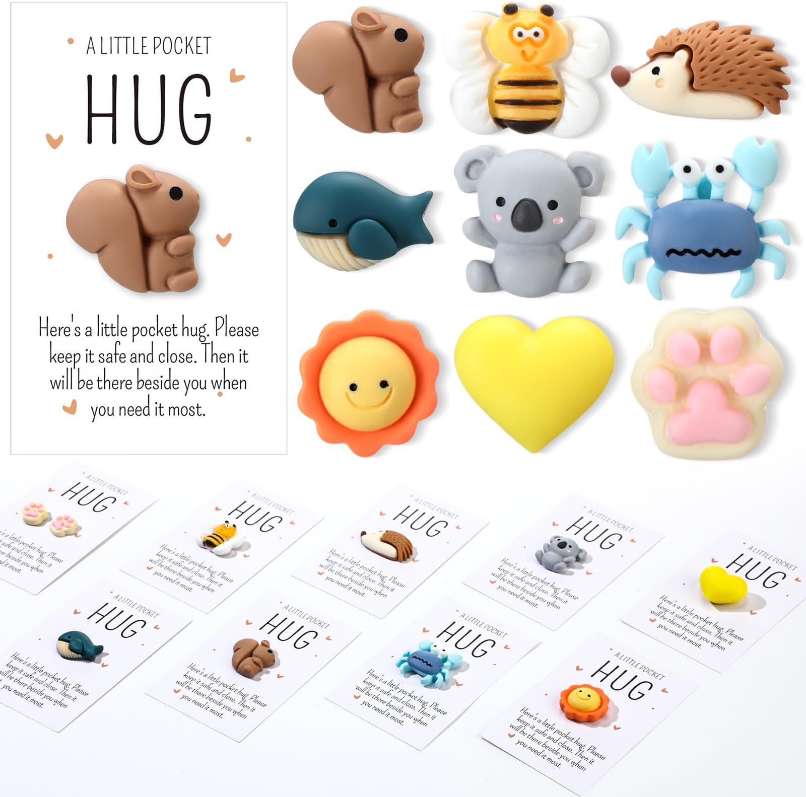 Amazon.com: Wonderjune 9 Sets Pocket Hug Bulk Little Resin Animal Emotional Gifts with ...