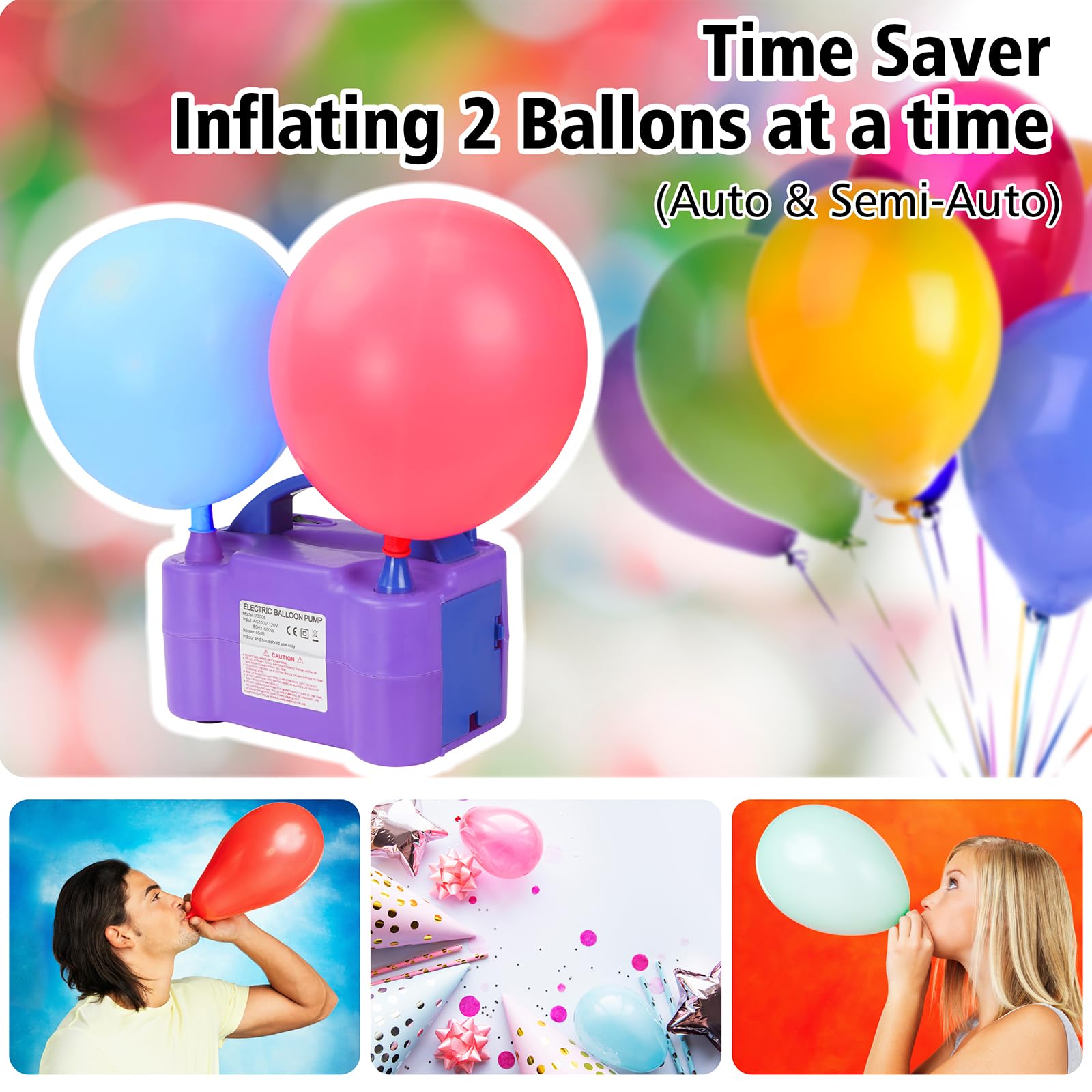 Snapklik.com : Electric Air Balloon Pump, Portable Dual Nozzle Electric ...