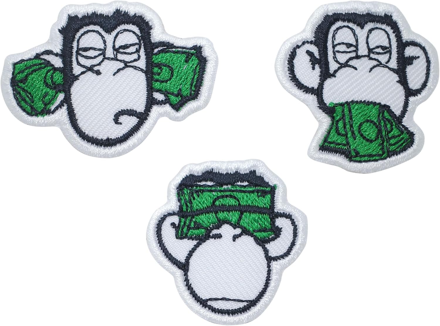 Amazon.com: pipomama 3PCS Money Monkey Close Eyes Mouth Ears Iron On ...