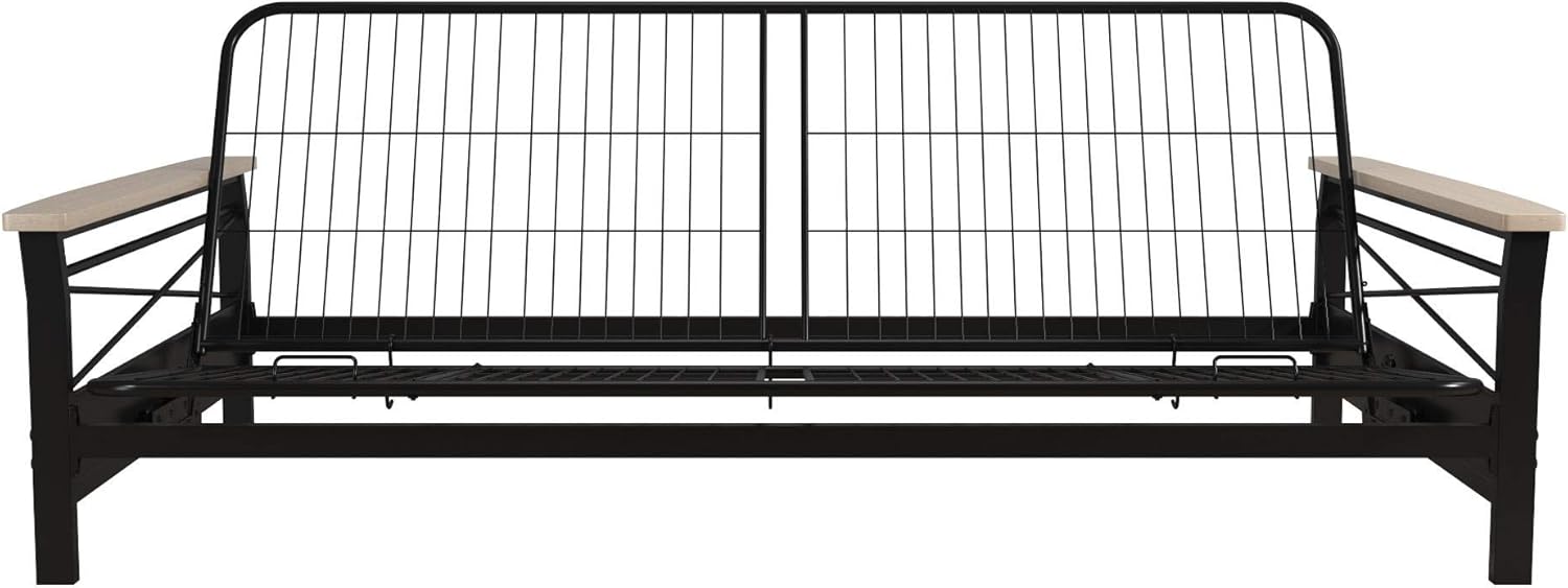 Amazon.com: Metal Futon Frame with Espresso Wood Armrests, Full Size ...