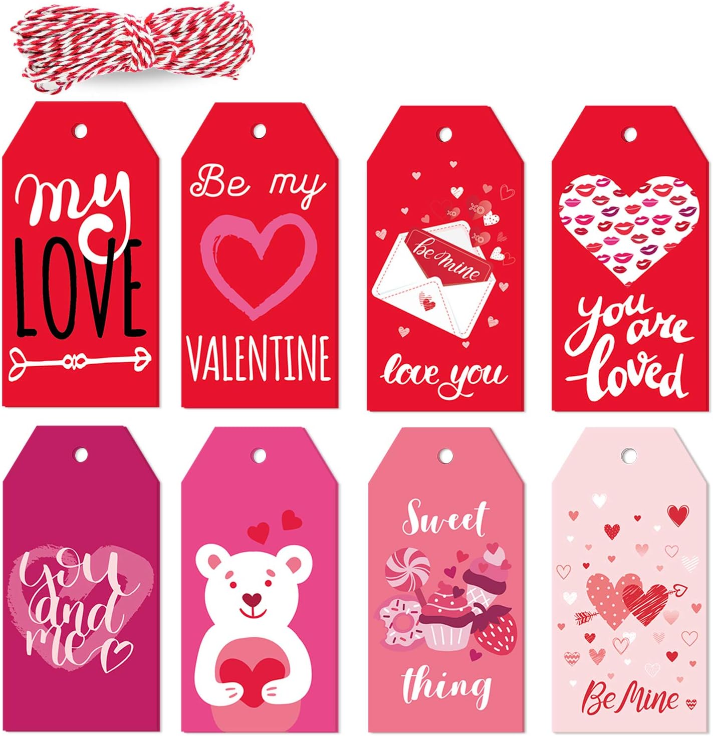 Amazon.com: Valentines Day Tags,100 Piece Printable Valentine Tags Red ...