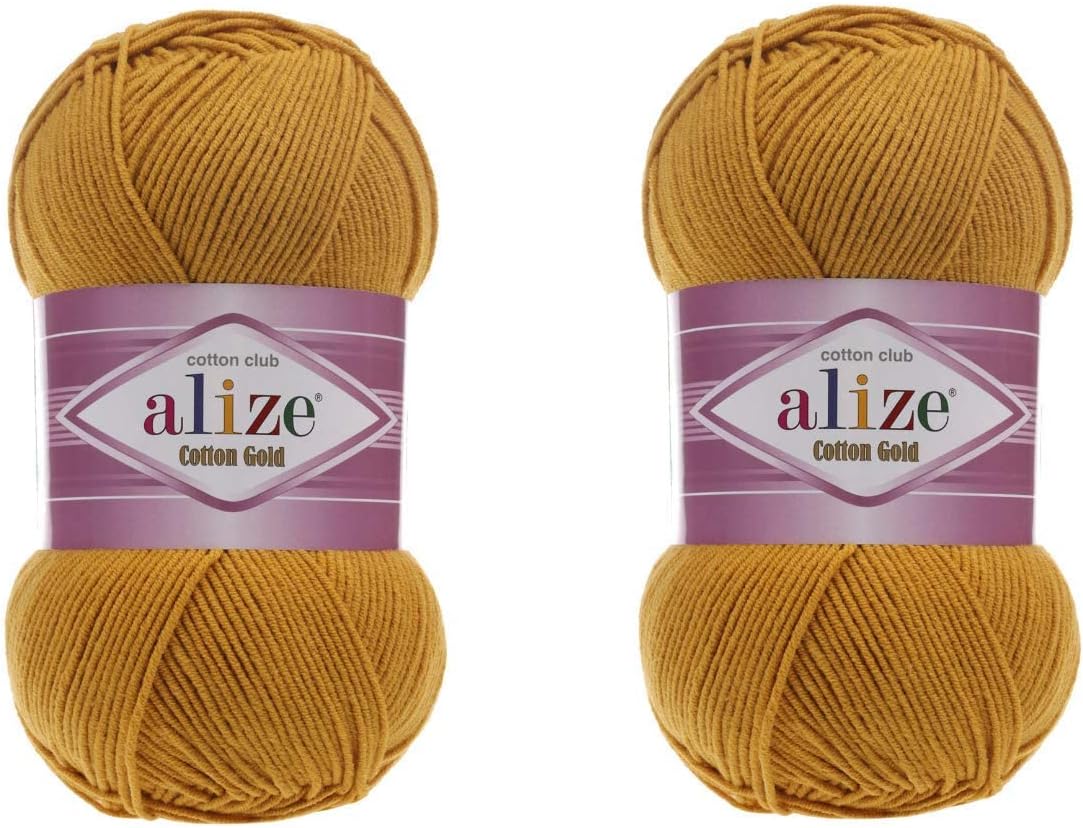 Alize Lot de 4 pelotes de fil 55 % coton et 45 % acrylique - Fil doré ...