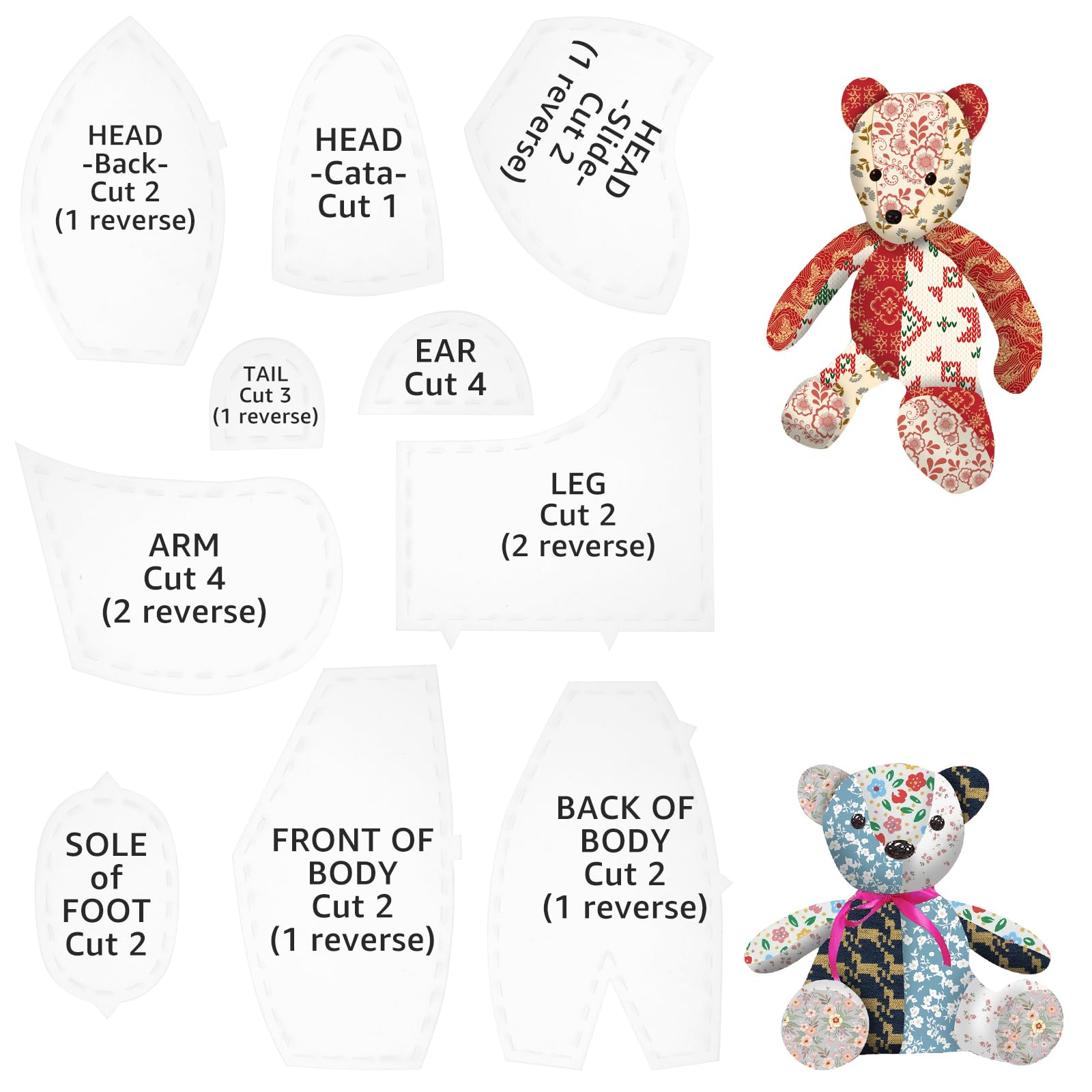 Memory Bear Template Ruler Set 10Pcs Memory Bear Sewing Patterns ...