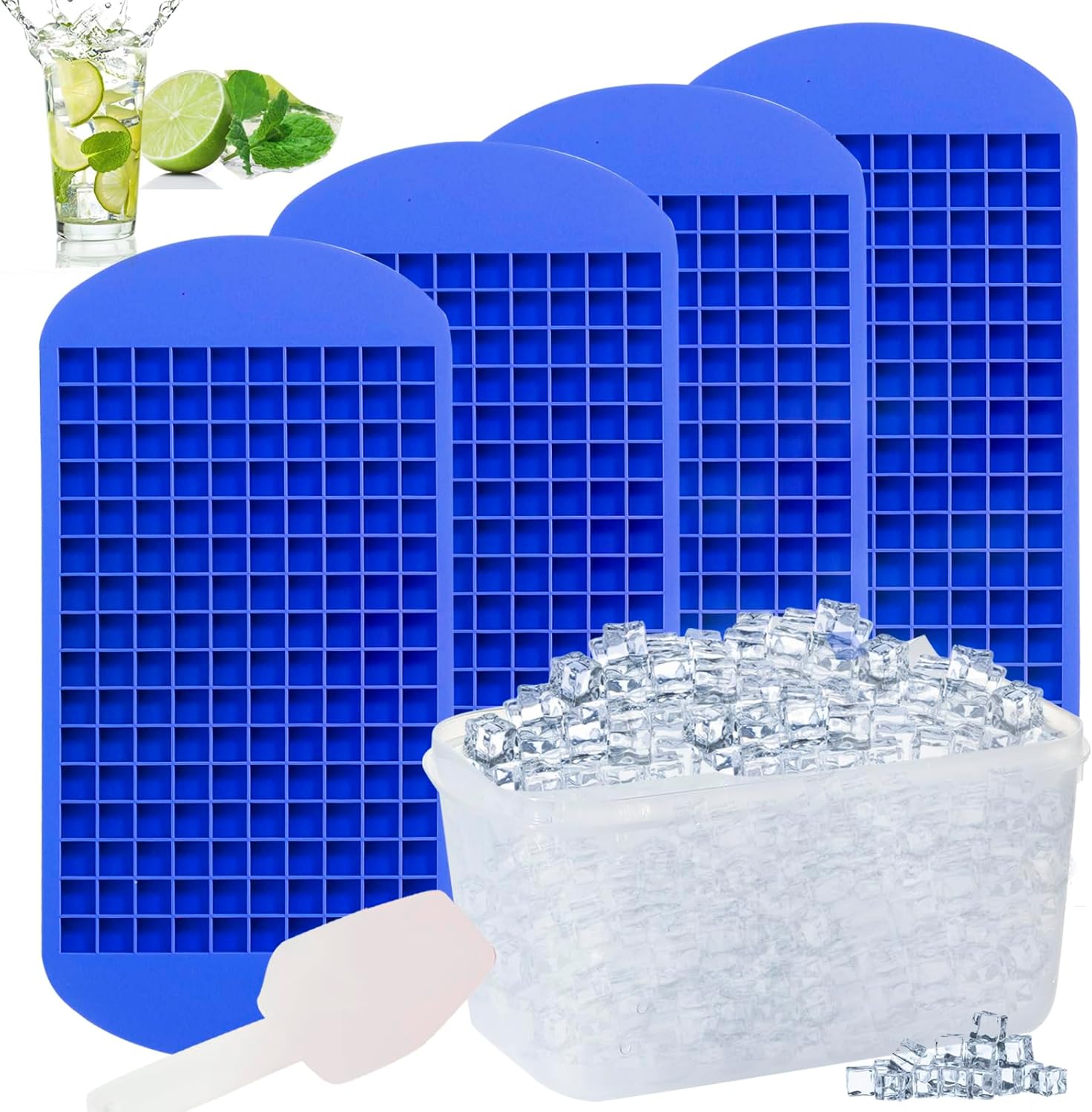 Amazon.com: Mini Ice Cube Trays for Freezer with Bin and Scoop, 4 Pack ...