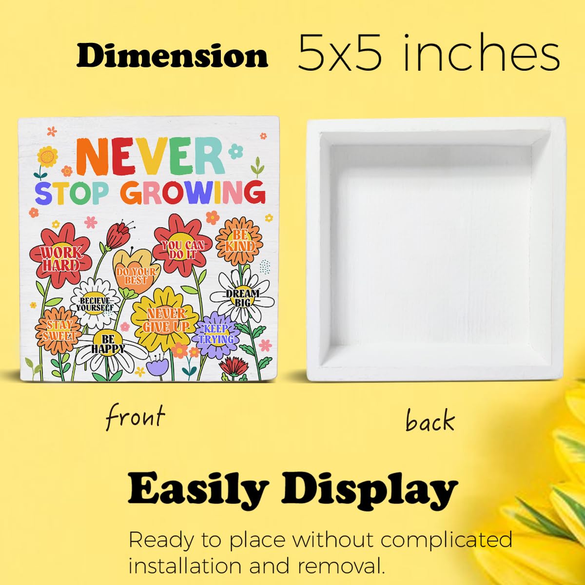 Snapklik.com : Inspirational Decor Never Stop Growing Wooden Sign