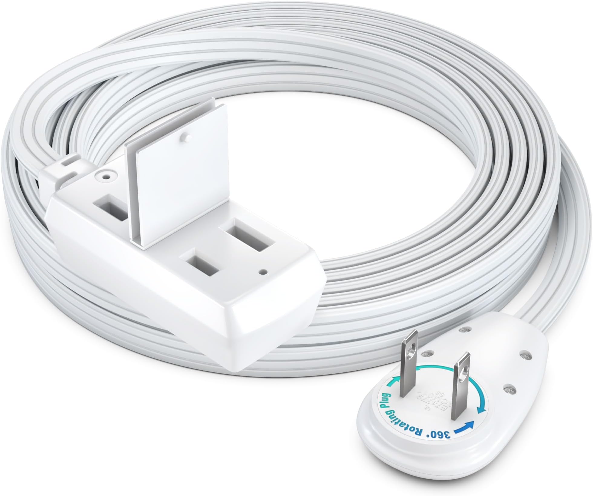 SlimLine 2237 Flat Plug Extension Cord, 2-Wire, 13-Foot, White ...