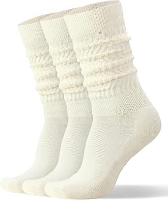 Amazon.com: AugRing Womens Slouch Sock Scrunch Socks Retro Knee High ...