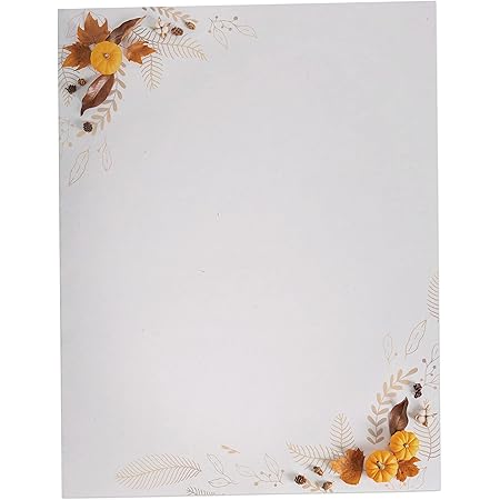 Amazon.com : Pumpkins & Leaves Fall Stationery Paper - 60 Sheets Fall ...