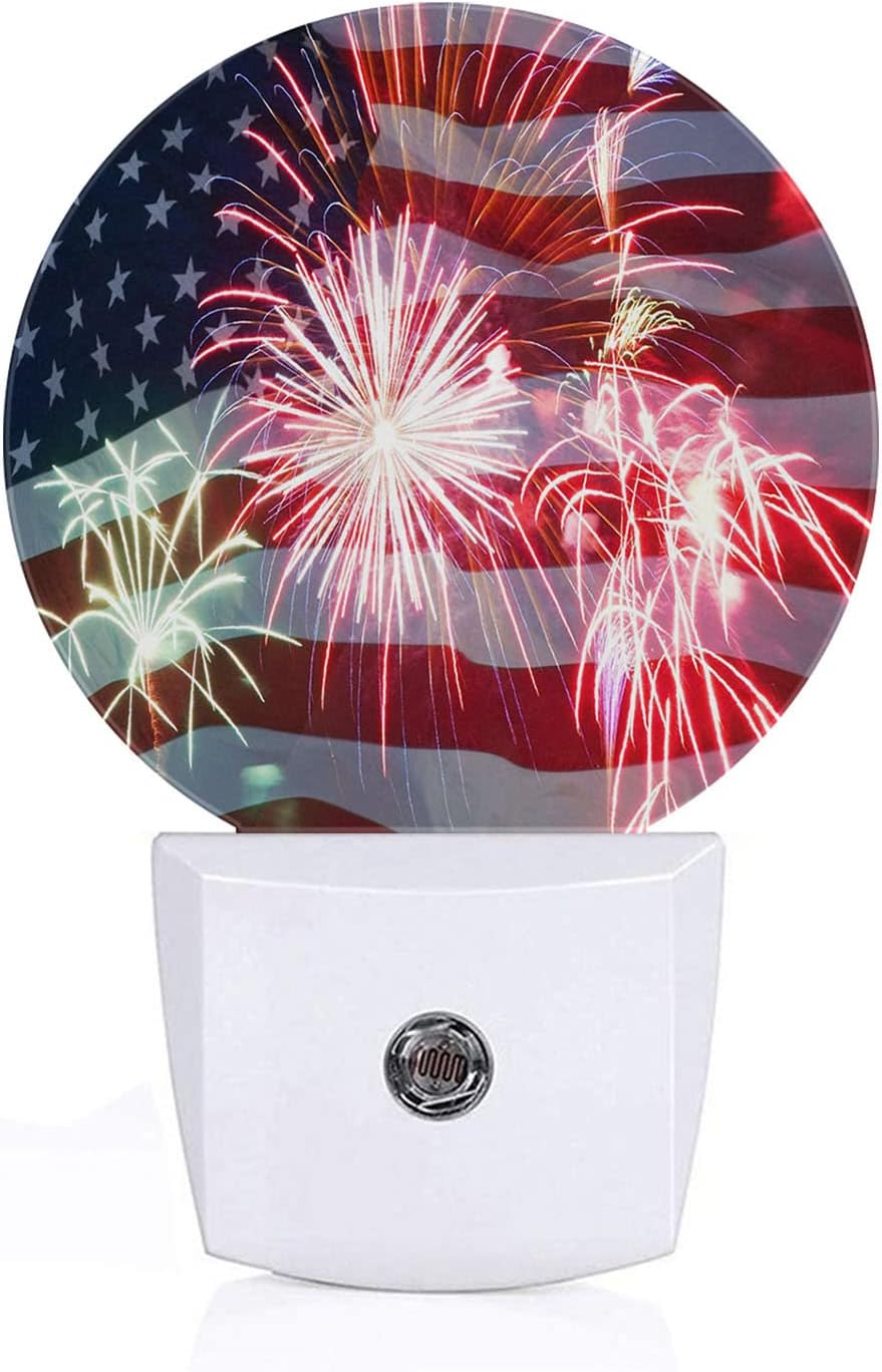 Axayaz Firework On USA Flag LED Night Light American Flag Red White ...