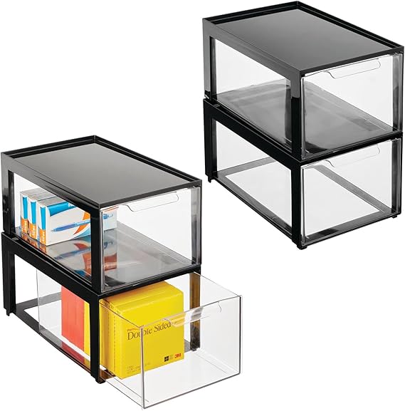 Amazon.com: mDesign Plastic Desk Organizer and Storage Bin w/Pull Out ...