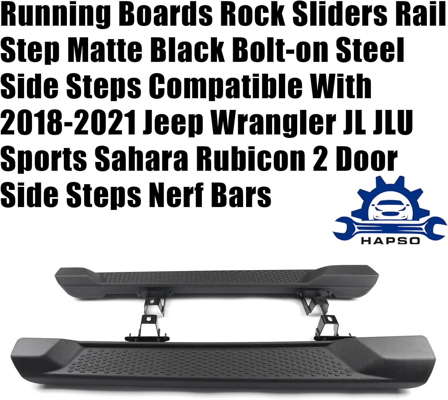 Buy HAPSO Running Boards Nerf Step Bar ABS Side Steps Black Bolt-on ...