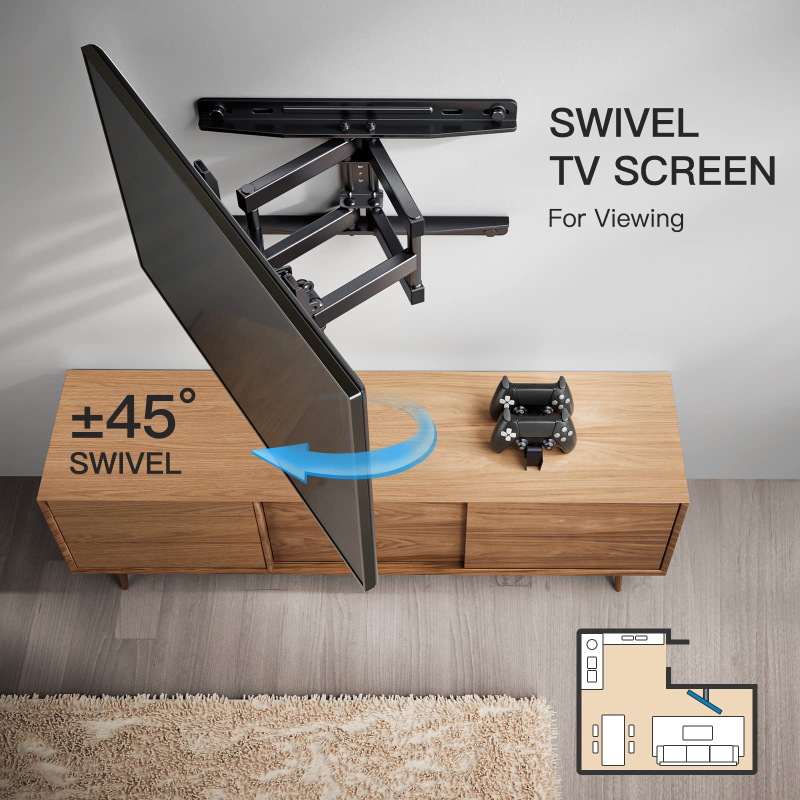 TV Wall Mount Full Motion Articulating Swivel Extension for Most 26-65 ...
