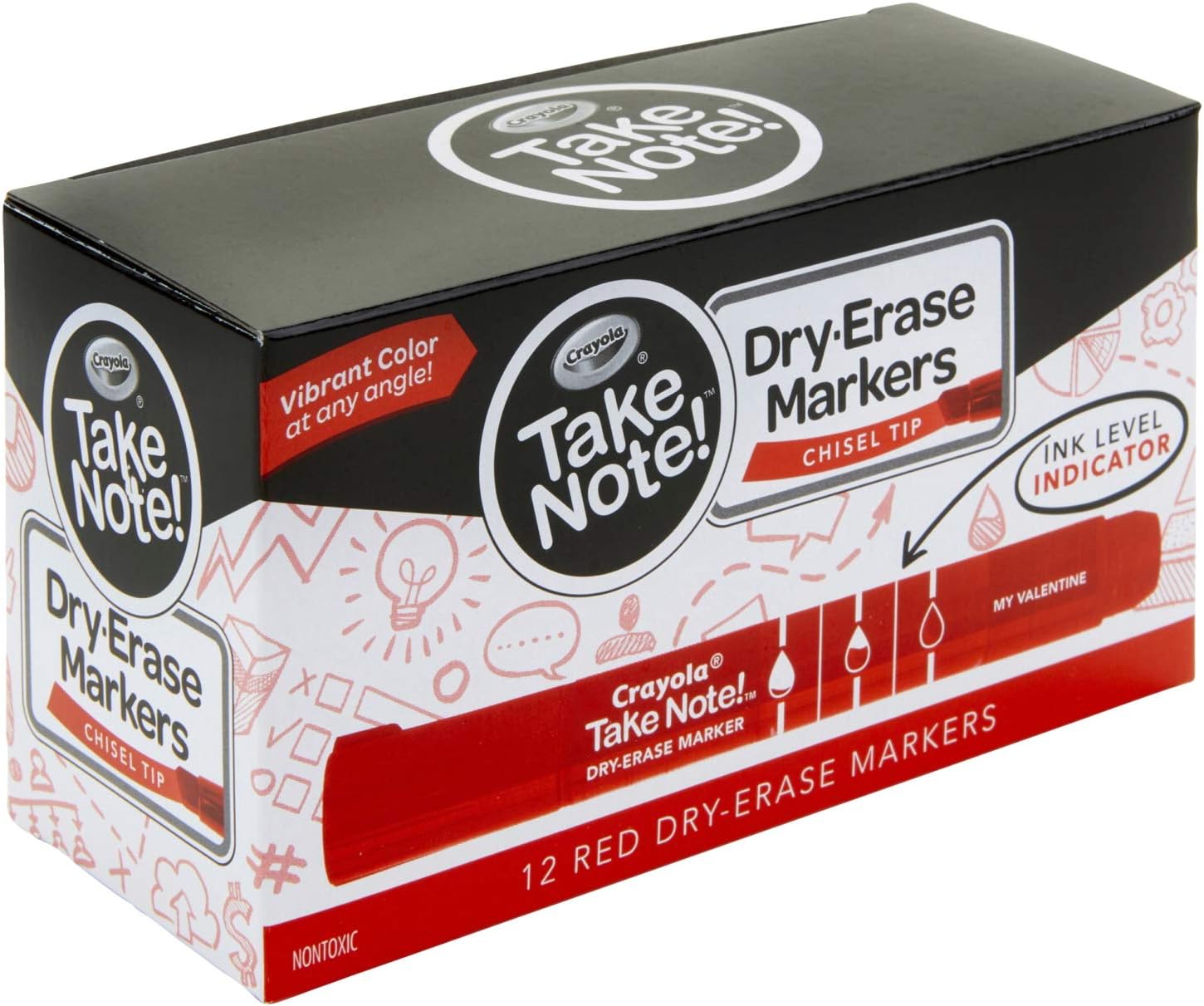 Crayola Take Note! Chisel Tip Dry-Erase Markers 12 Count, Red : Amazon ...