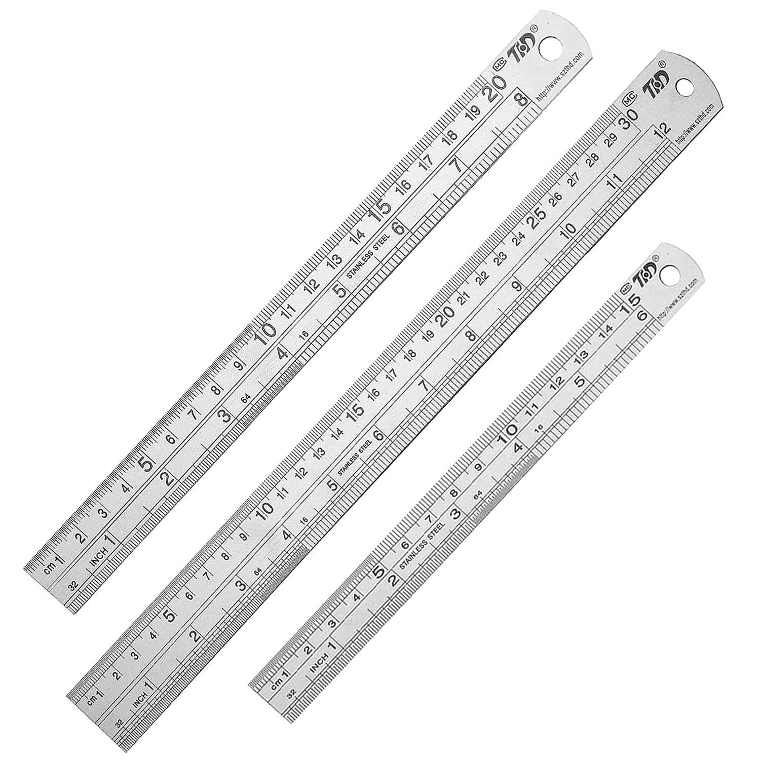 JONMON Metal Ruler Set - 6,8,12 Inch Stainless Steel Double Side ...