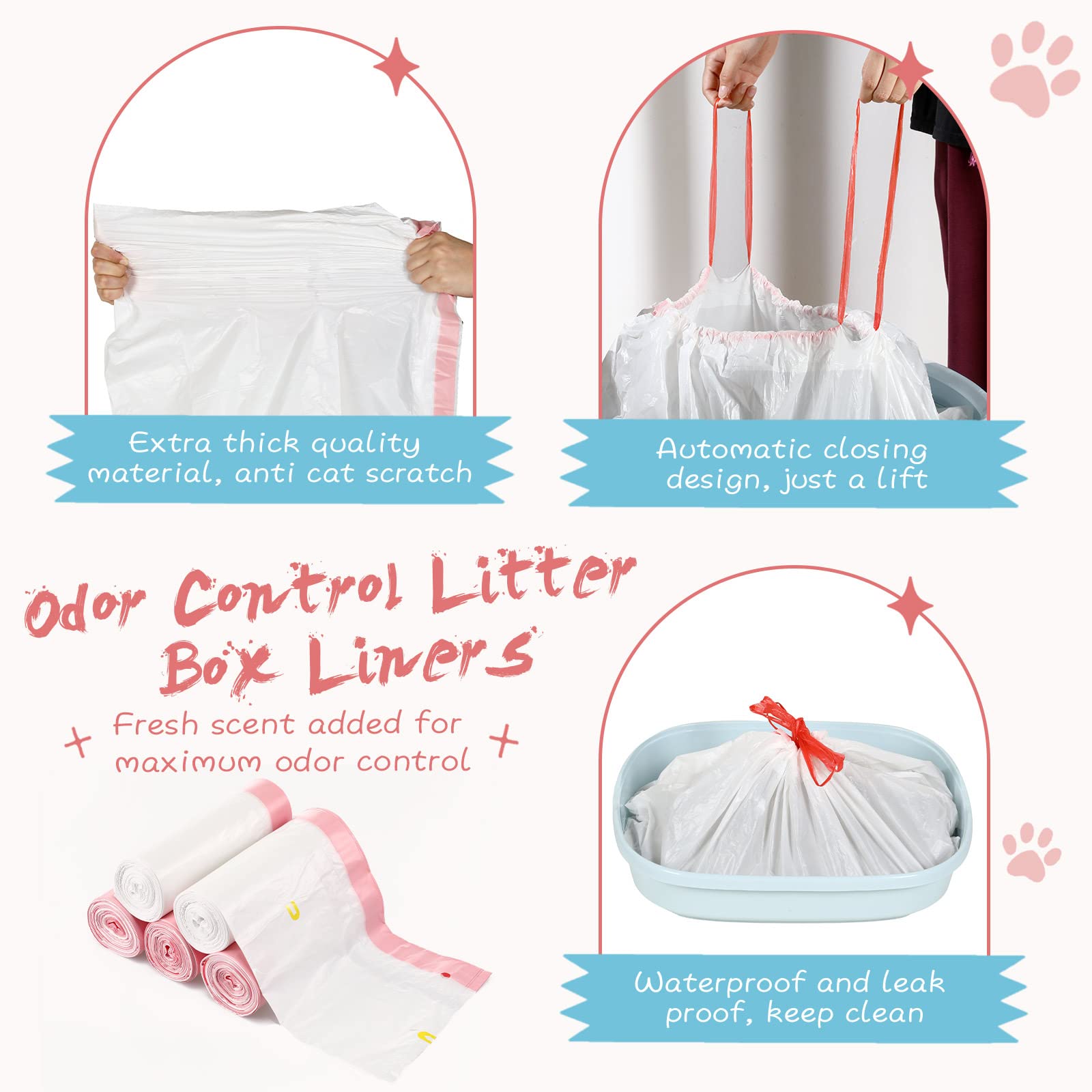 Colarr 50 Count Large Cat Litter Box Liners 31 x 18 Inch Liners Bags ...