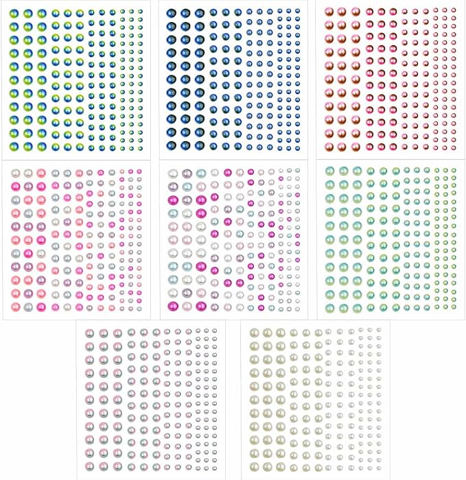 Amazon.com: 1320 Pieces Self Adhesive Pearl Stickers for DIY Crafts 8 ...
