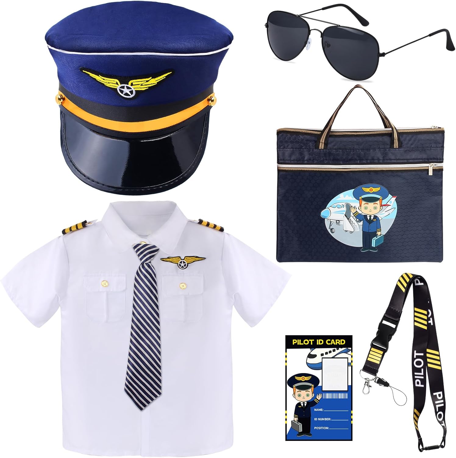 Amazon.com: Yewong Conjunto de disfraz de piloto para niños, uniforme ...