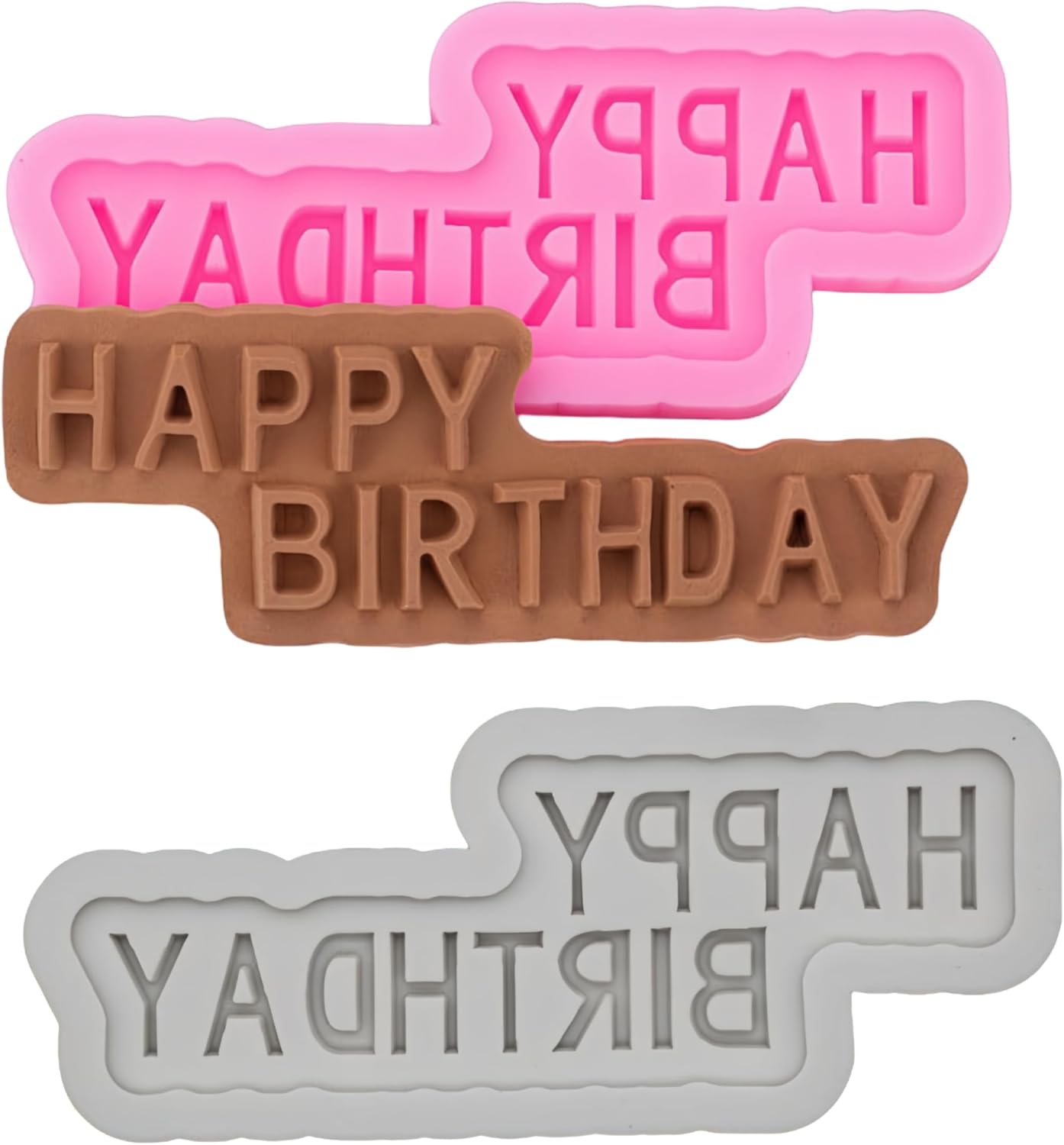 Amazon.com: Fondant Molds Silicone 2 Pack of Happy Birthday Sign ...