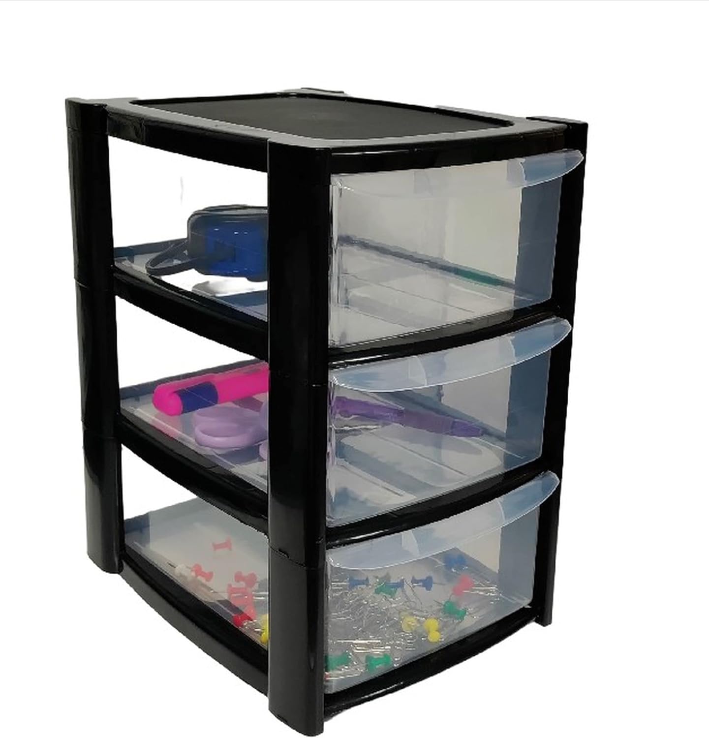 Small (A5 Sized Drawer) 3 Drawer Black Storage Unit : Amazon.co.uk ...
