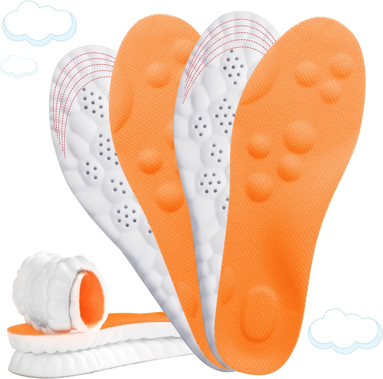 Amazon.com: 2 Pairs 4D Cloud Soles for Men - Soft Memory Foam ...