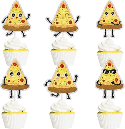 Amazon.com: 18 PCS Sliced Pizza Theme Cupcake Toppers - Ideal for Pizza ...