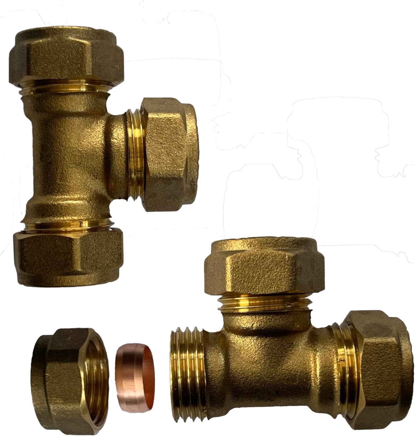 WRAS Brass Compression Tee Fittings - Durable 15mm Tee Pipe Connectors ...
