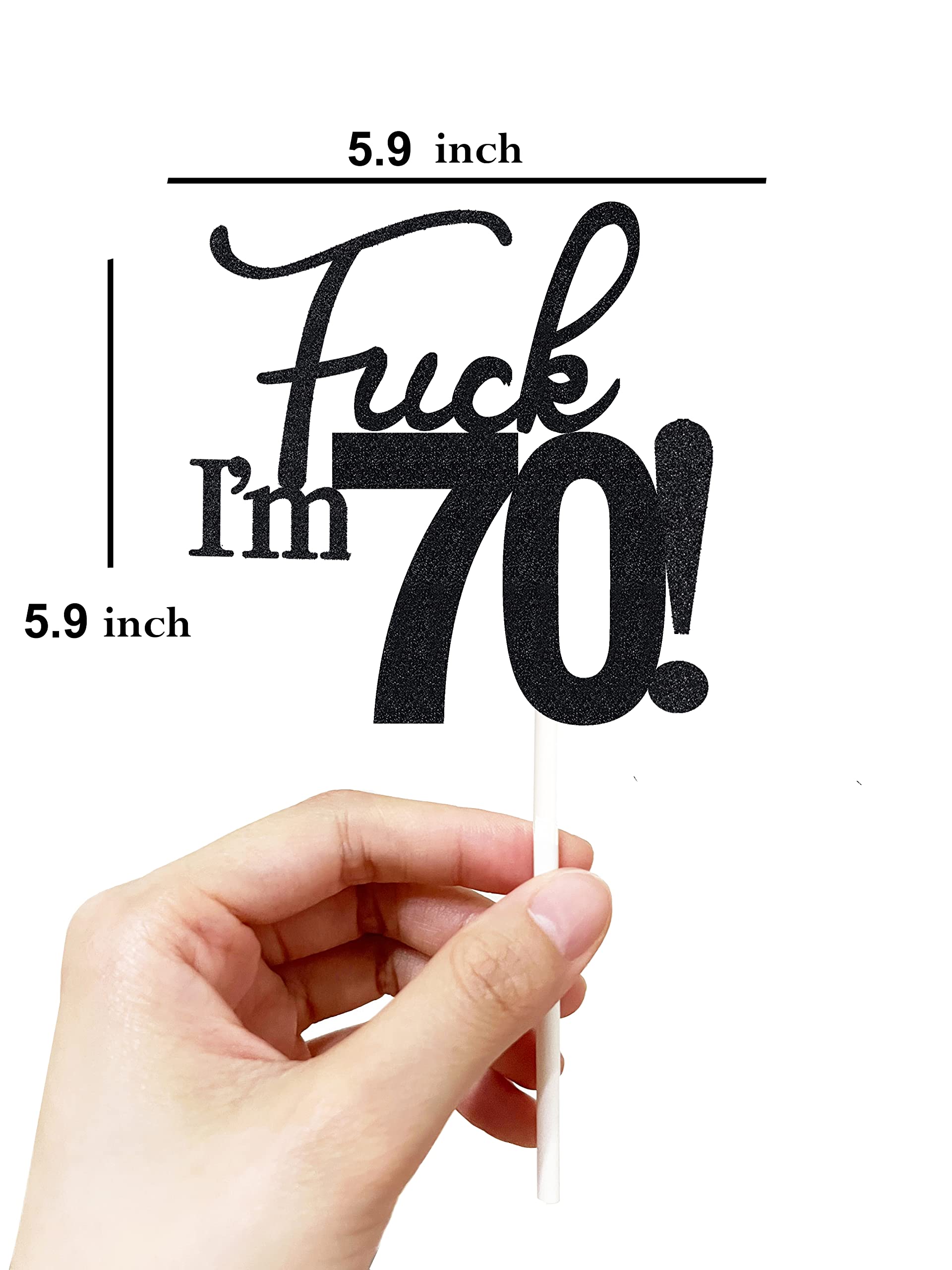 Snapklik.com : 70 Cake Toppers, 70 Birthday Cake Toppers-Black Glitter ...