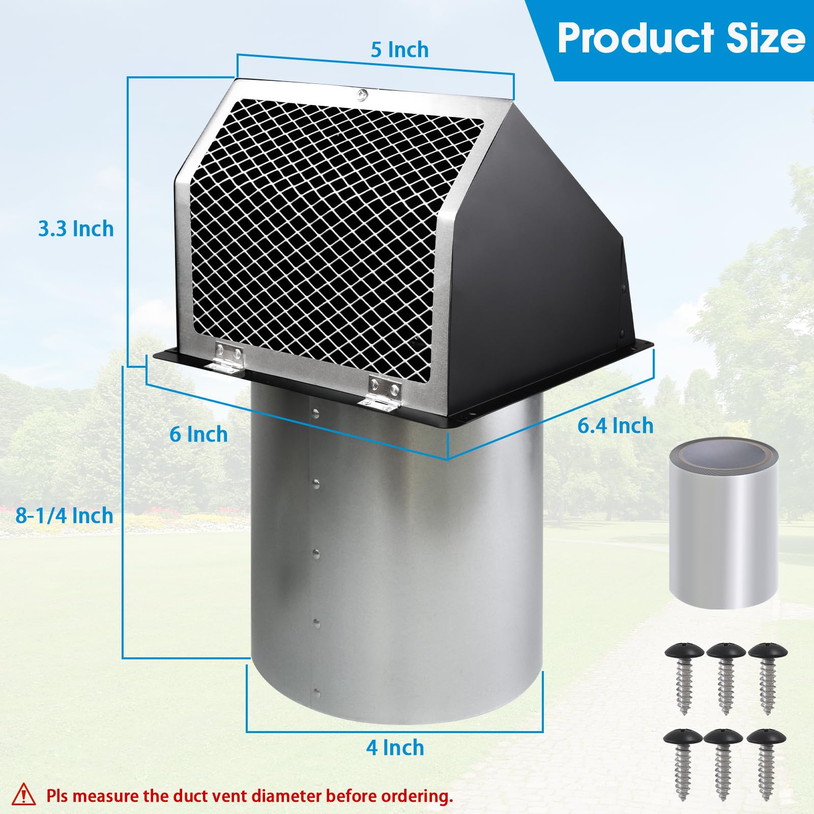 Snapklik.com : 4" Dryer Vent Cover For Exterior Wall, Exhaust Vent ...