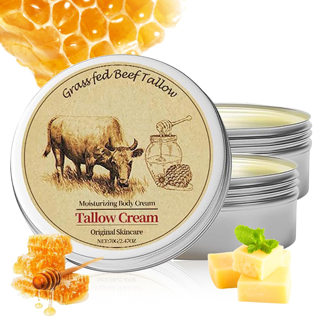 Buy Beef Tallow, Beef Tallow for Skin, Tallow Face Moisturizer, 100% ...