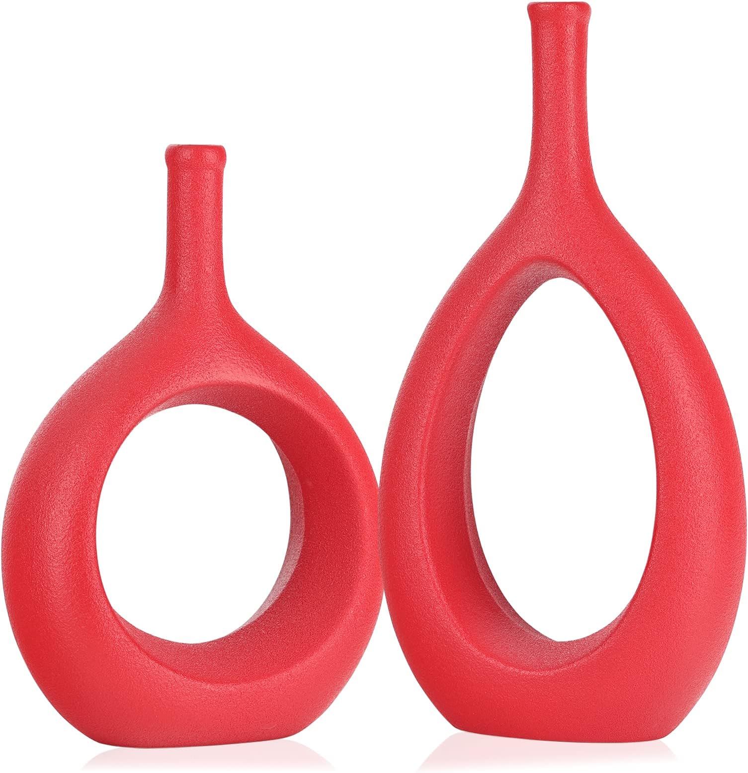 Amazon.com: WUBIANJIE Red Ceramic Vase Set - Modern Boho Decor, Snuggle ...