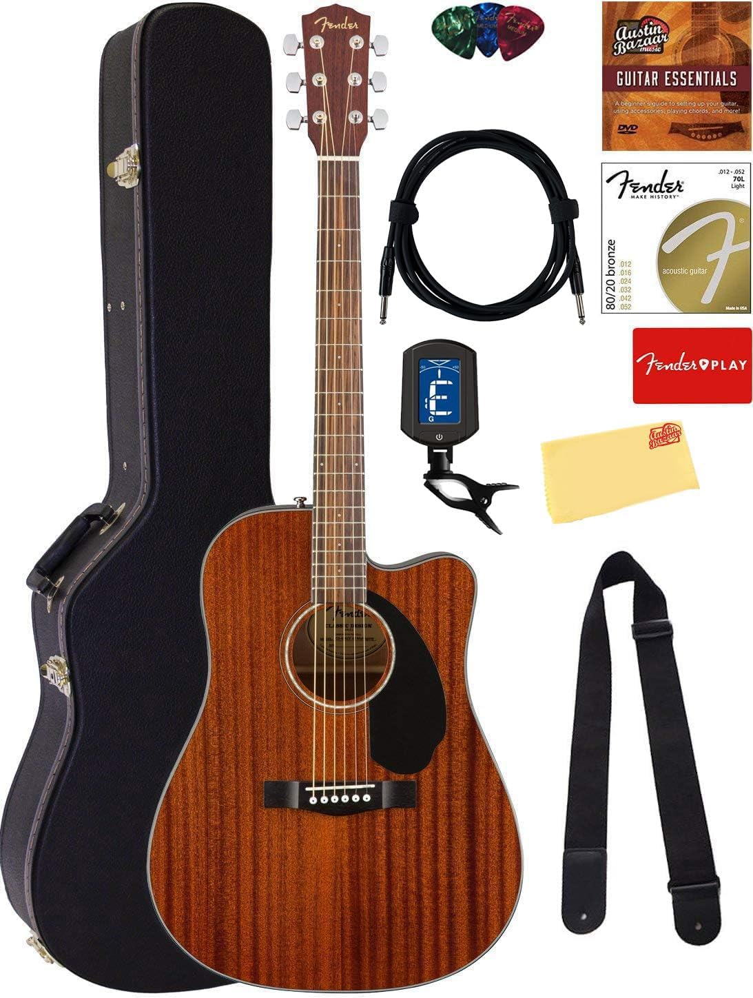 Amazon.com: Epiphone PR-4E Acoustic/Electric Guitar Player Package ...