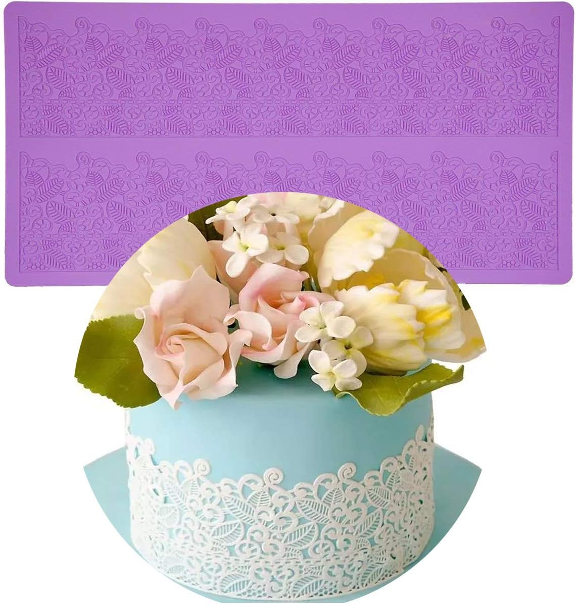 Amazon.com: Rose Flower Silicone Lace Mat Fondant Cake Decorating ...