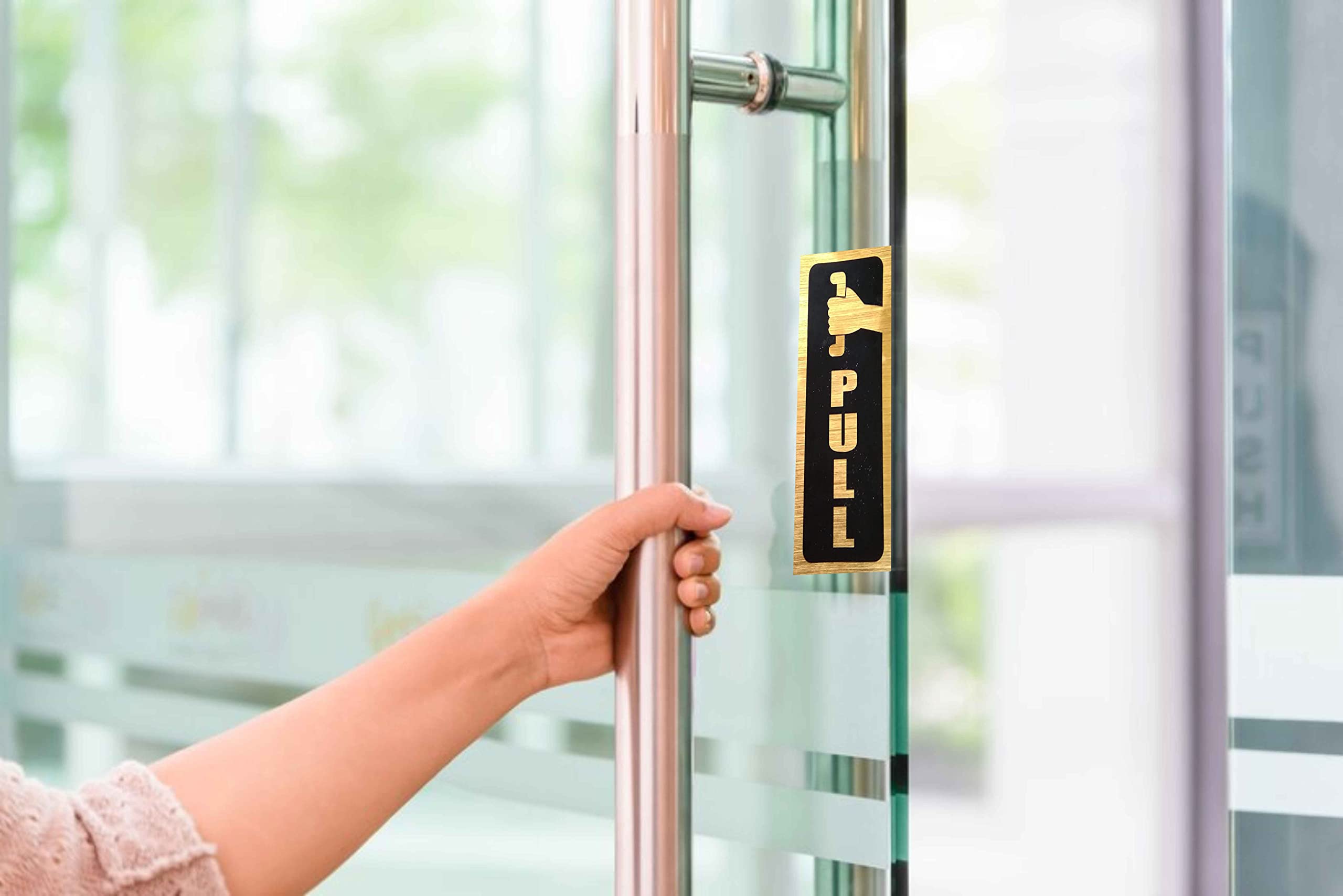 Buy SIGN EVER Push Pull Metallic Gold Color Sign Sticker for Glass ...