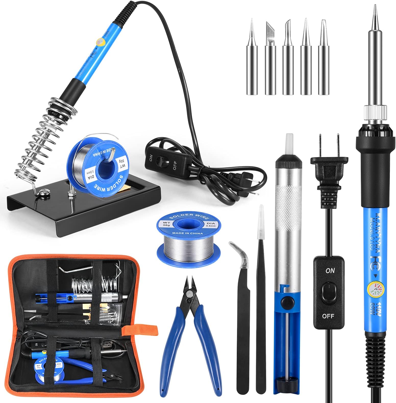 Soldering Iron Kit Electronics, 60W Soldering Welding Iron Tools with ...